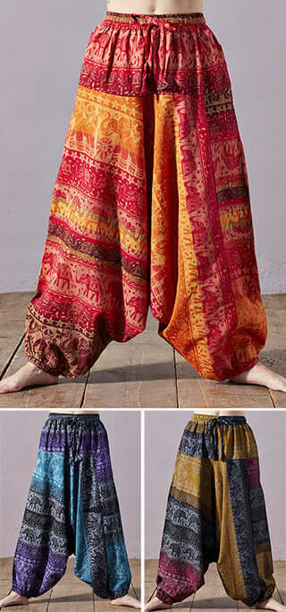 Harem Trousers | Aladdin Style | Elephant Print – Yellow Sunrise