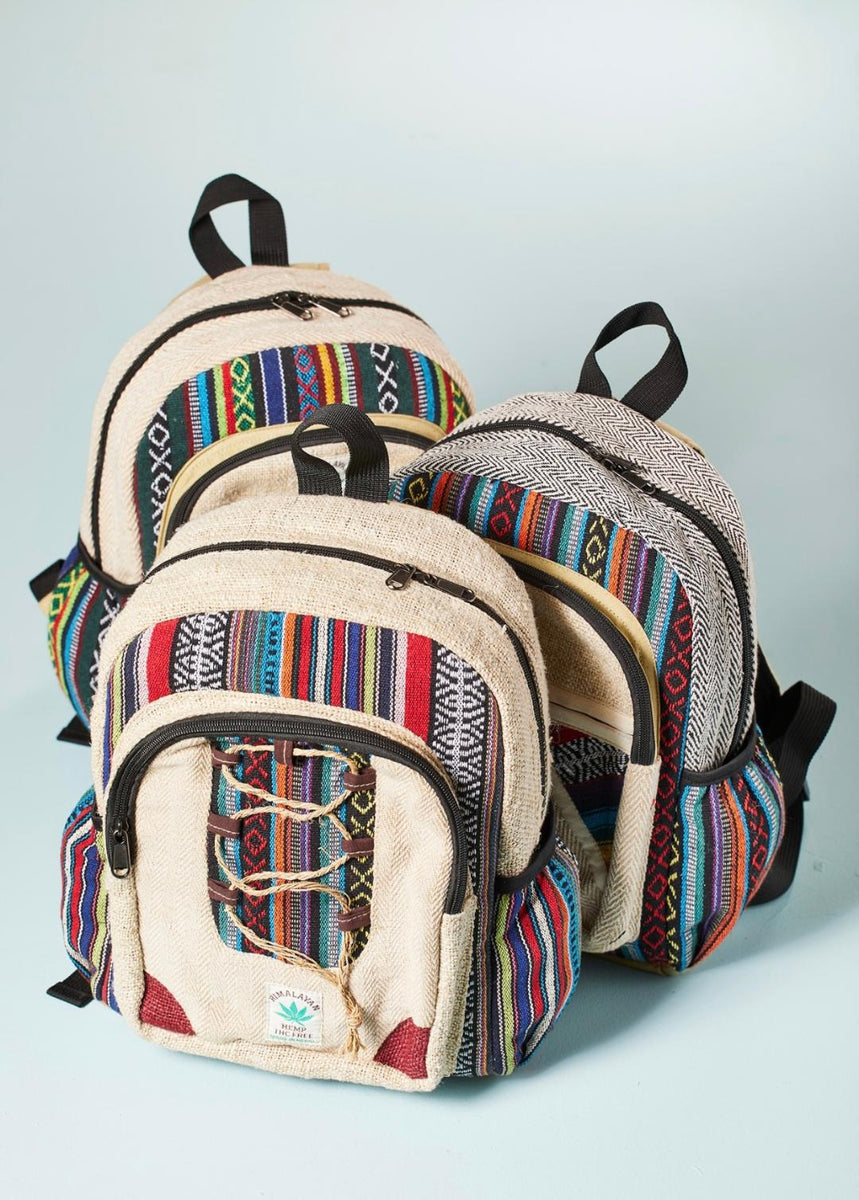 Small Hemp Backpack – Yellow Sunrise