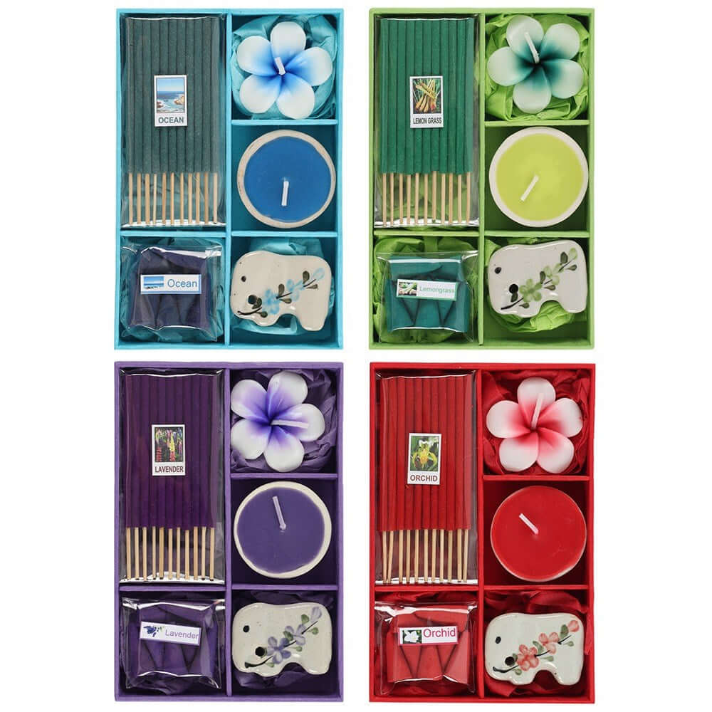 Incense Gift Set with Tealight Candle – Yellow Sunrise