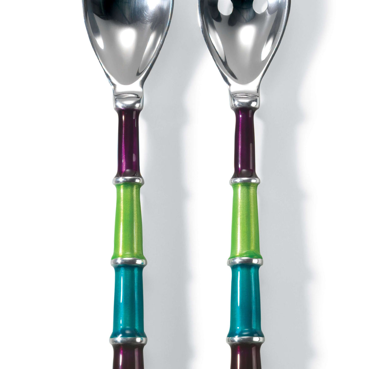 Recycled Enamelled Aluminium multi coloured Salad Servers – Yellow Sunrise